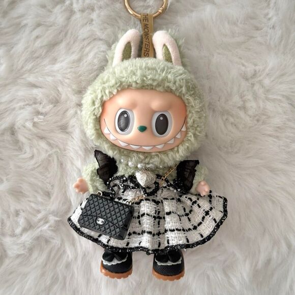 Toys | Labubu Clothes Labubu Outfit Tweed Dress Set In White 4 In 1 ...